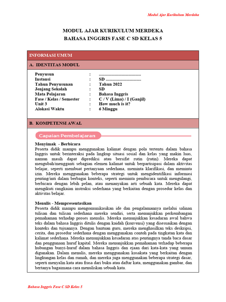 Modul Ajar Unit 3 | PDF