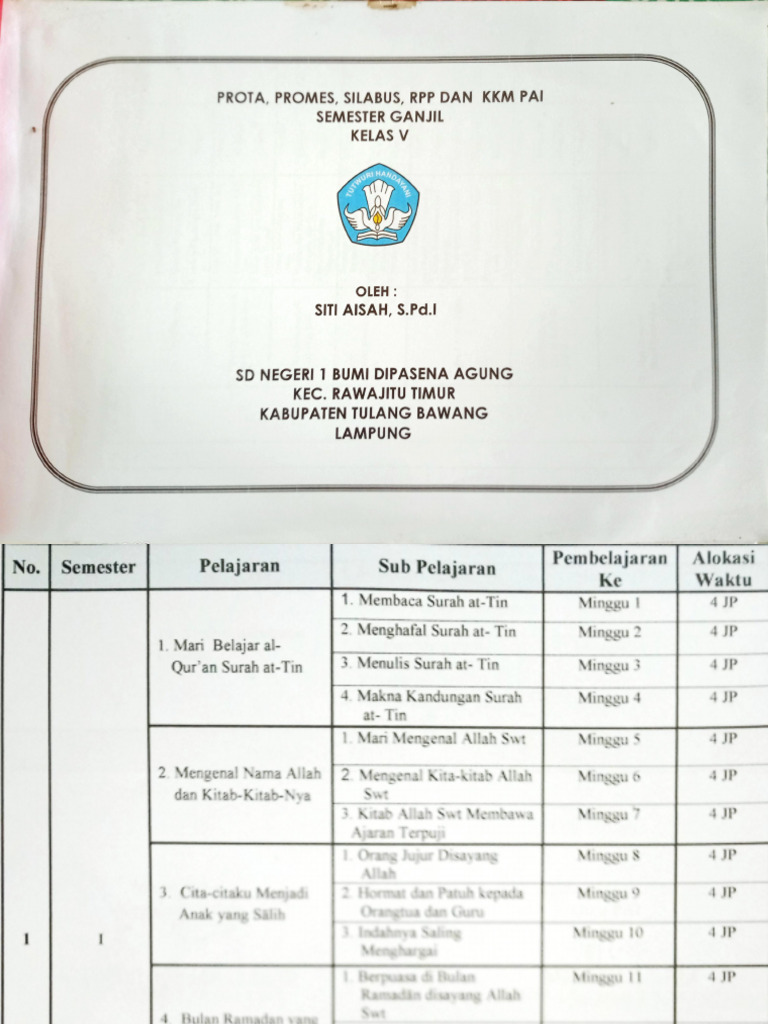 Prota Promes Silabus Dan RPP Pai Kelas 5 | PDF