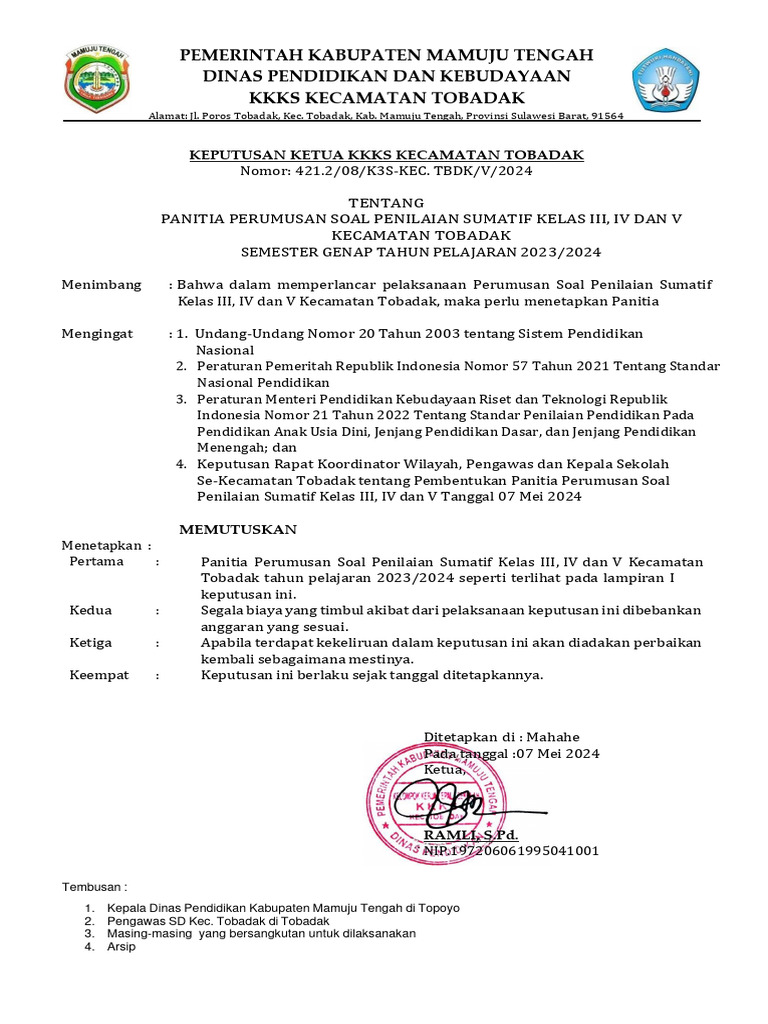 SK Peramu Soal 2024 | PDF
