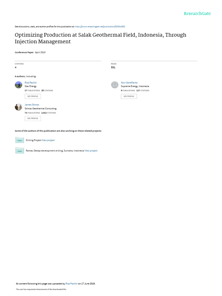 Optimizing Production at Salak Geothermal Field, Indonesia, Through ...