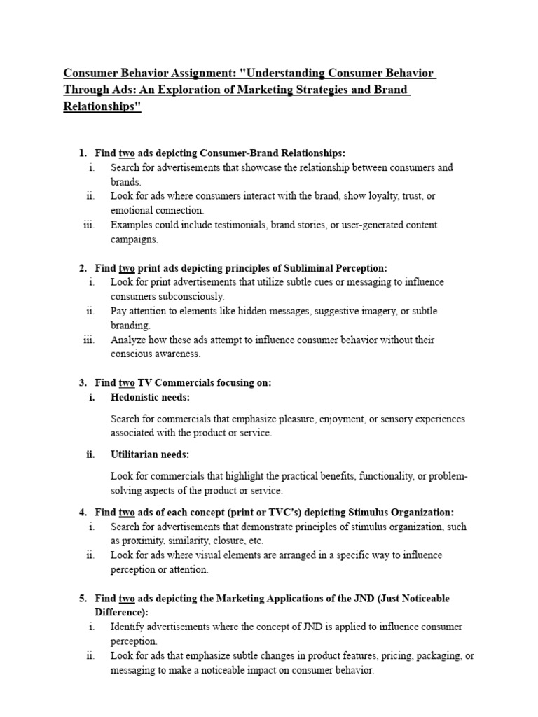 Consumer Behavior Assignment Pdf Advertising Consumer Behaviour