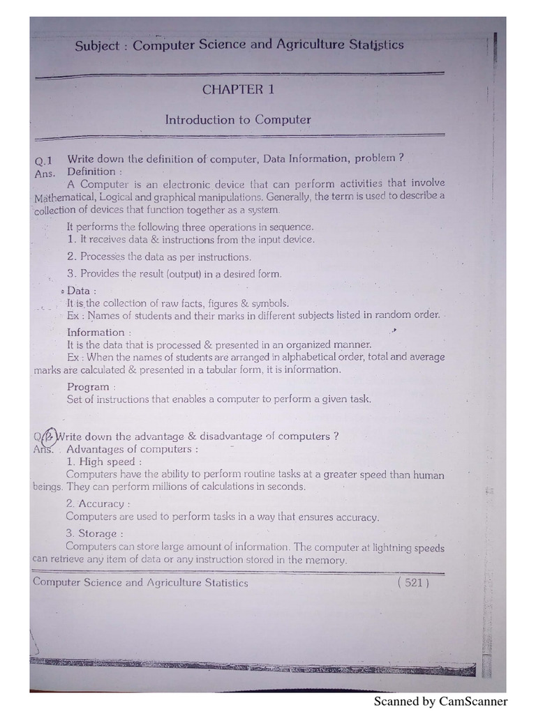 Comp 231 Chapter Wise Model Ans | PDF