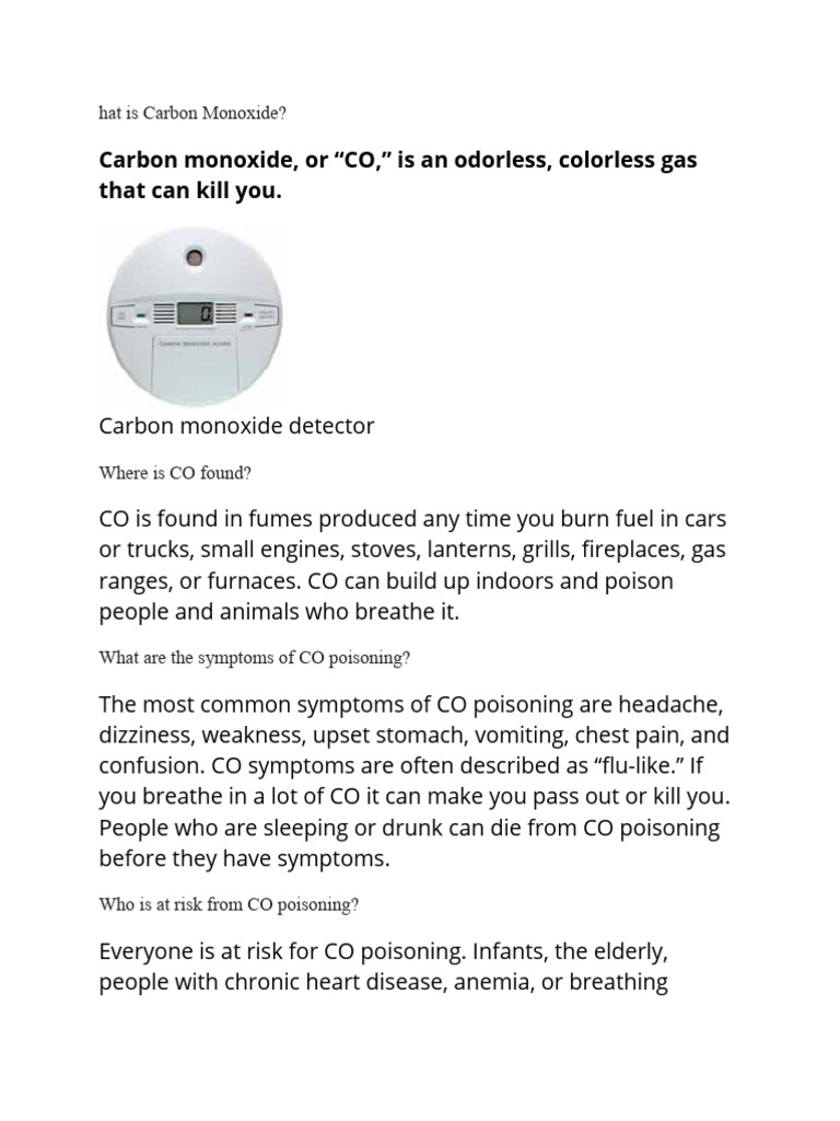 hat is Carbon Monoxide | PDF | Buoyancy | Carbon Monoxide