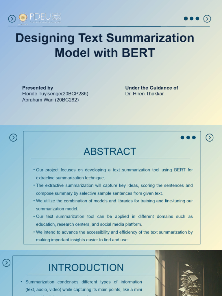 BERT Summarization MP IA1Final | PDF | Artificial Intelligence | Intelligence (AI) & Semantics
