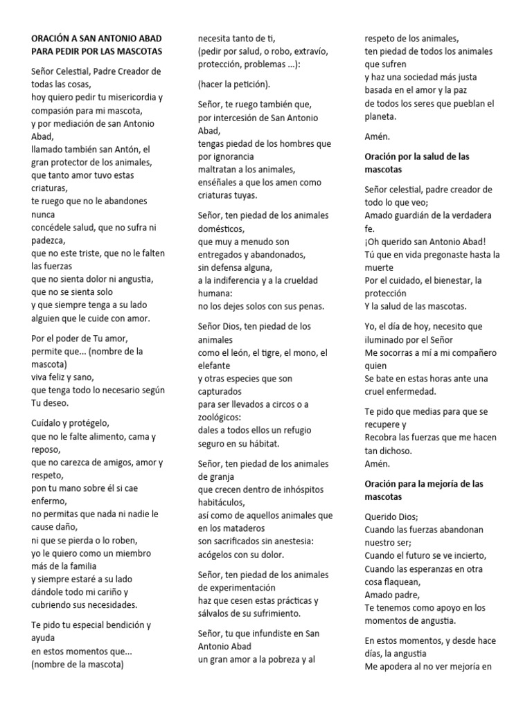 Oraciones para pedir por las mascotas | PDF | Amor | Oración