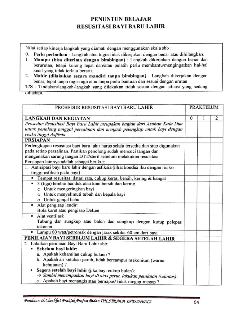 checklist resusitasi bbl | PDF