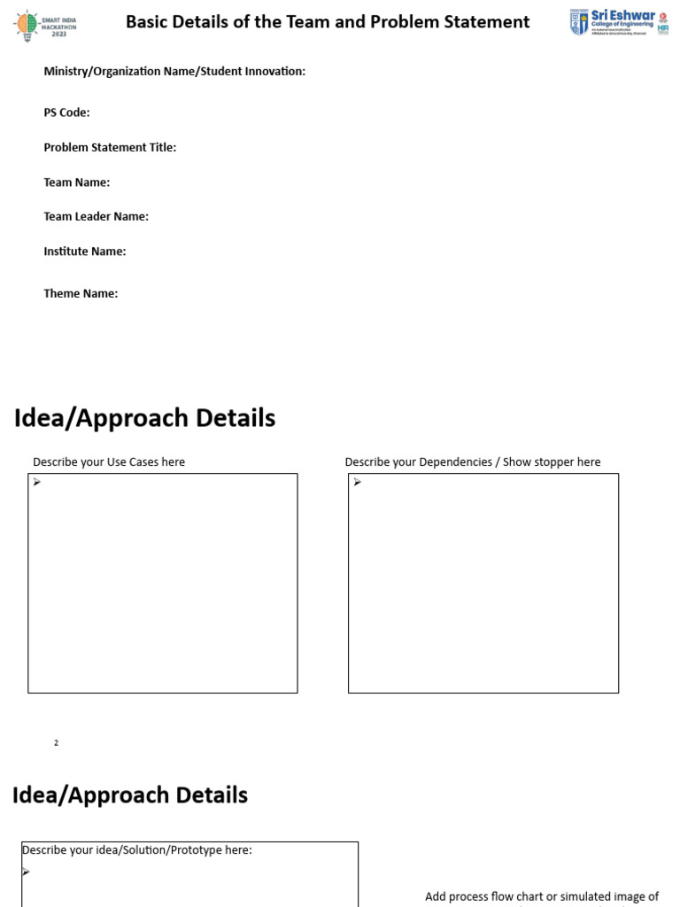 SIH 2023 Team and Problem Overview | PDF