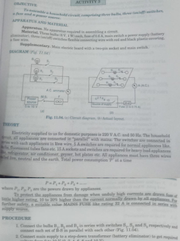 Activity 1 Class 12 CBSC | PDF | Mains Electricity | Fuse (Electrical)