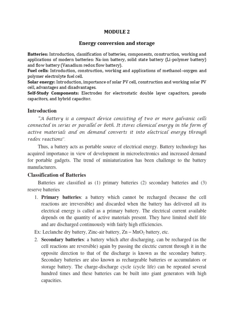 MODULE 2 Energy Conversion and Storage | PDF | Anode | Fuel Cell
