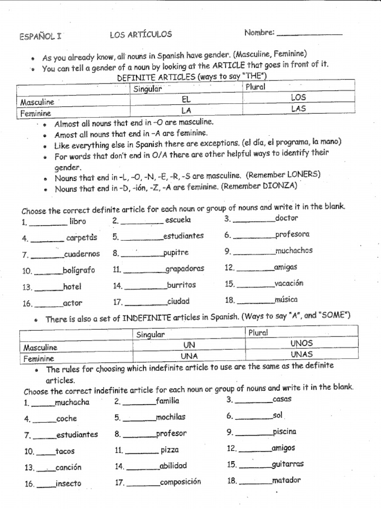 Nouns and Articles Practice | PDF