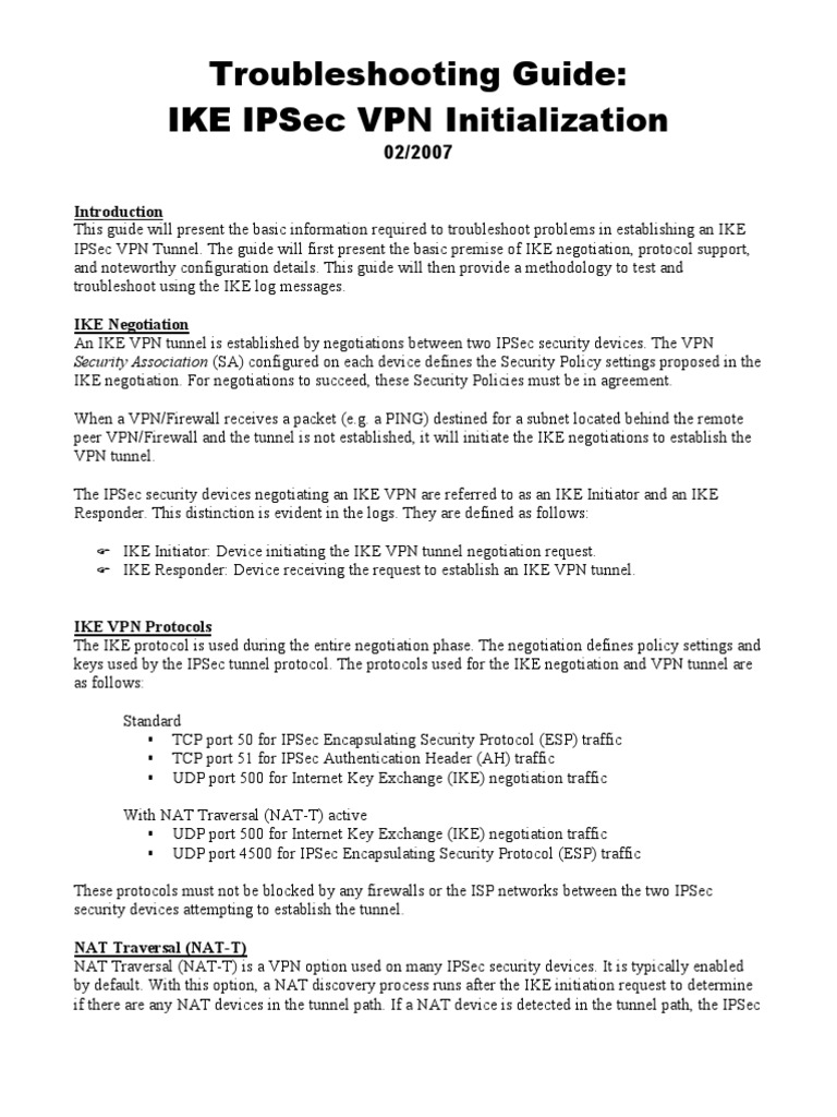 Troubleshooting IKE VPN | PDF | Virtual Private Network | Firewall ...