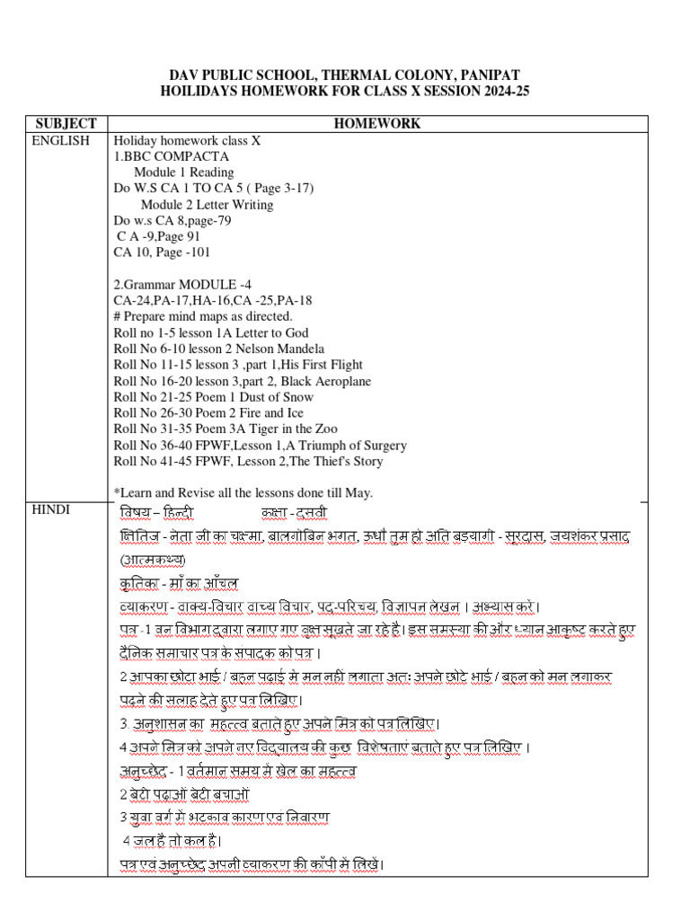 holidays homework for class 10 | PDF | Equations