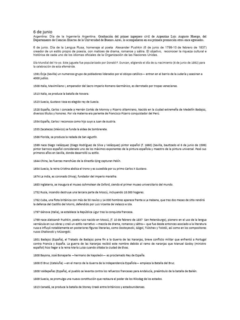 Efemérides del 6 de junio: Historia y Cultura | PDF | España | Imperio ruso