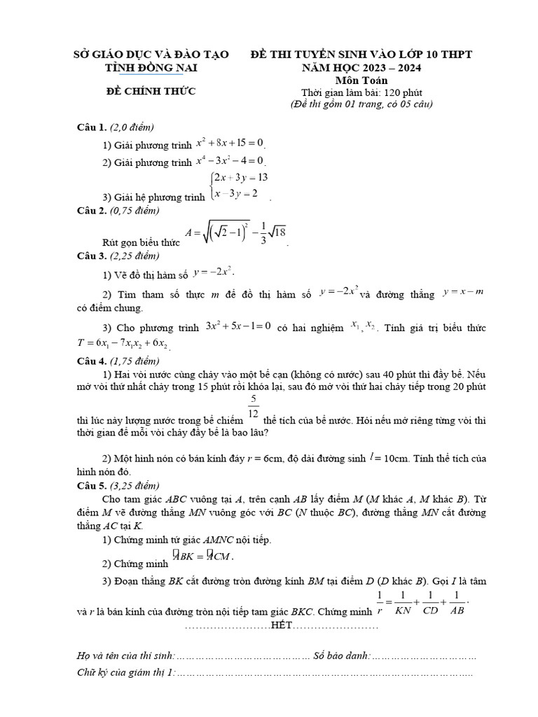 Toan Chung Vao 10 NH 23-24 | PDF