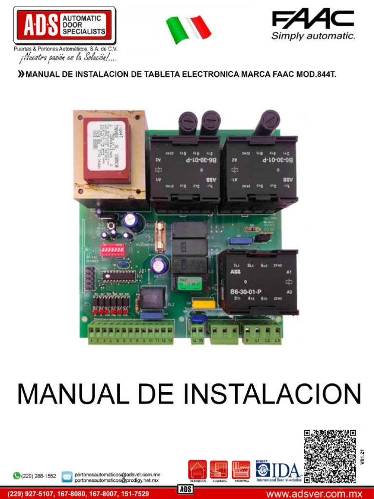 Manual de Instalacion Tableta Electronica Marca Faac Mod.844t | PDF