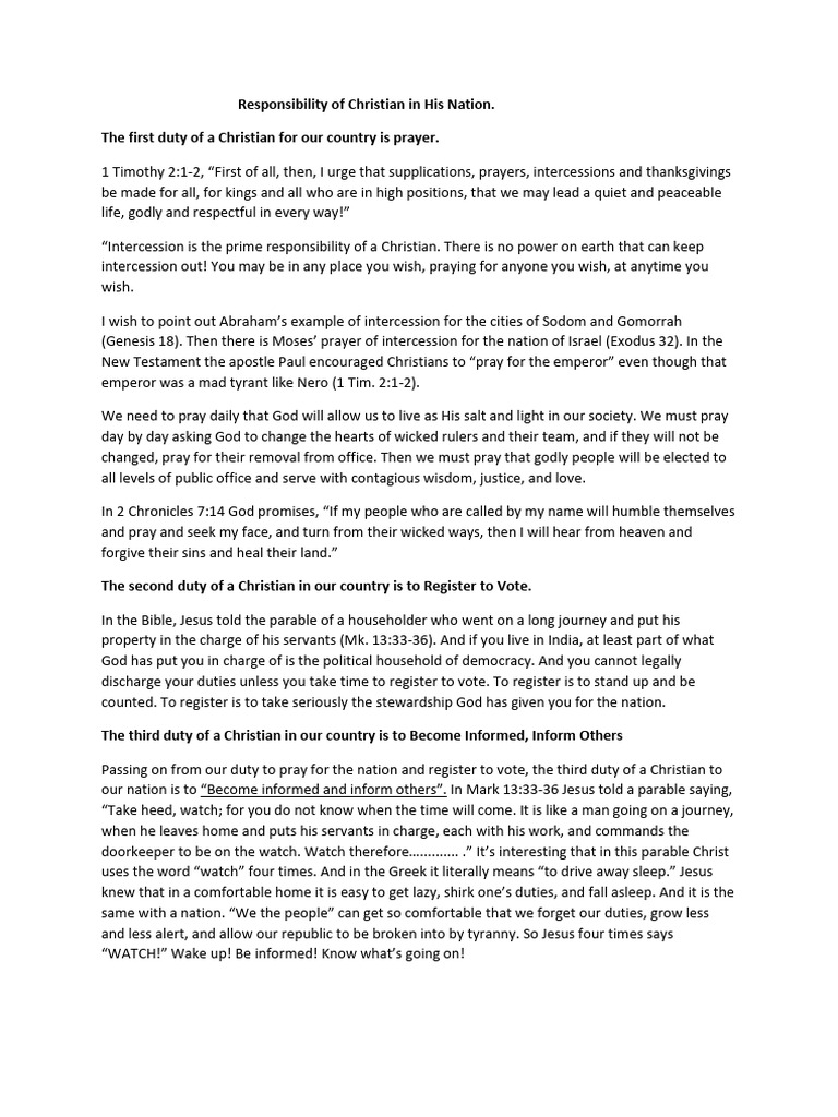 Responsibility of Christian | PDF | Prayer | Intercession