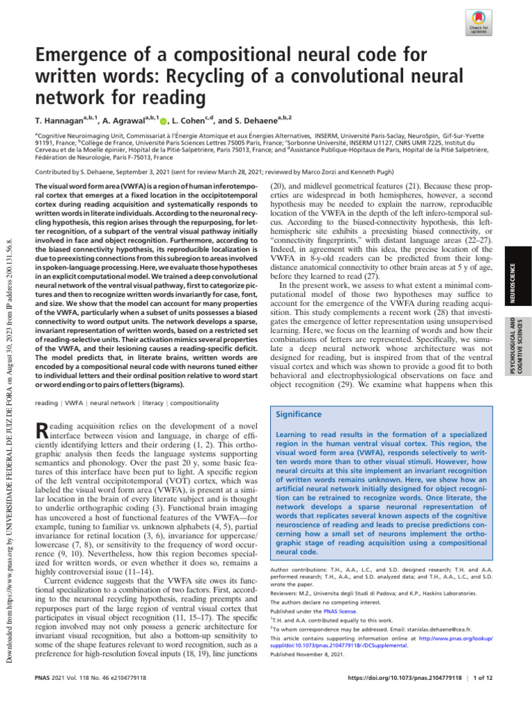 pnas.2104779118 | PDF | Visual Cortex | Artificial Neural Network