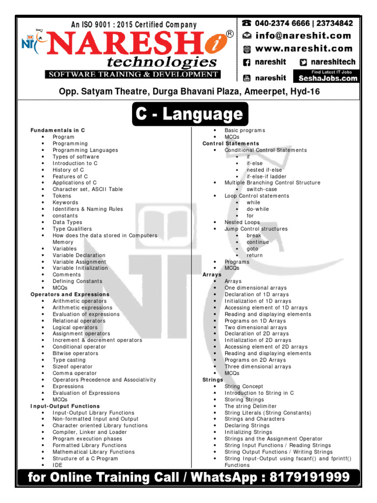 Course Curriculum Pdf Pointer Computer Programming Parameter Computer Programming