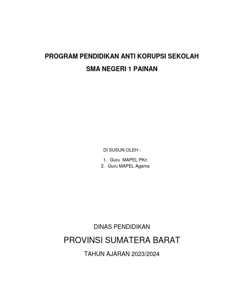 PROGRAM PENDIDIKAN ANTI KORUPSI SEKOLAH (PKN Dan PAI) | PDF