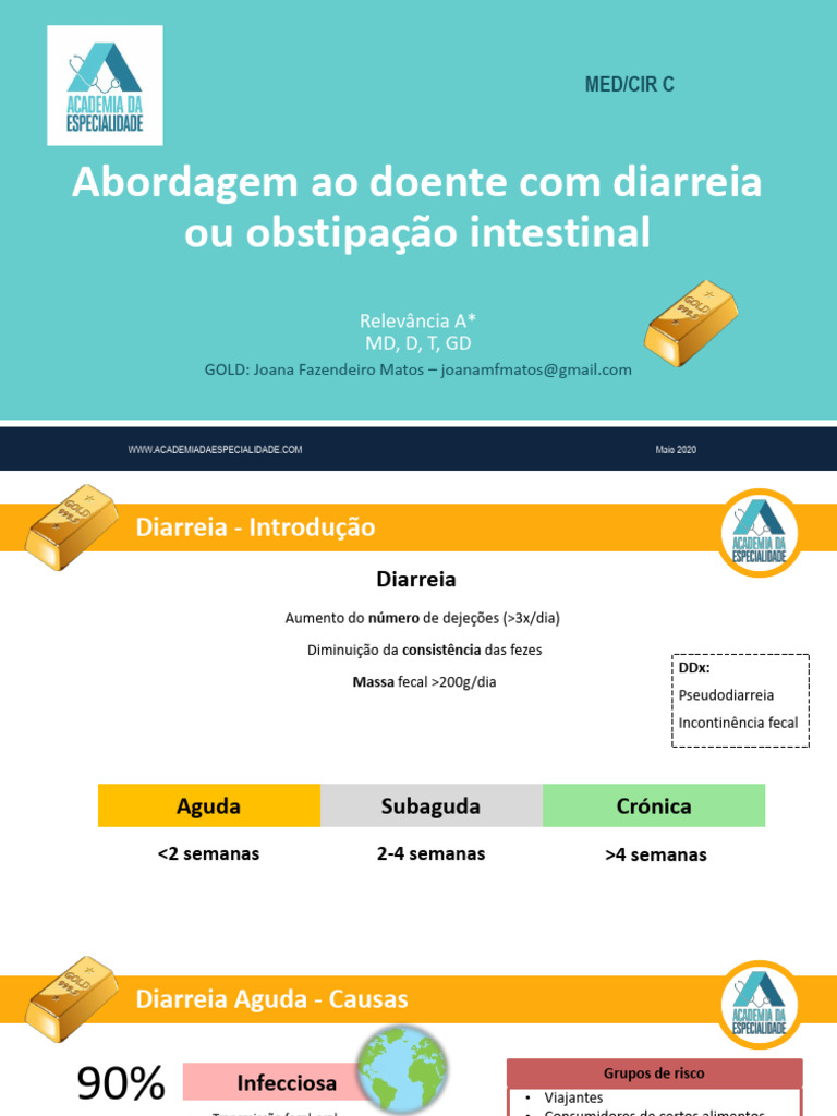 Abordagem a Diarreia e Obstipação Intestinal | PDF | Diarreia ...