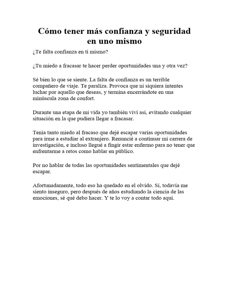 Confianza Y Seguridad En Uno Mismo Pdf Autoestima El Monte Everest
