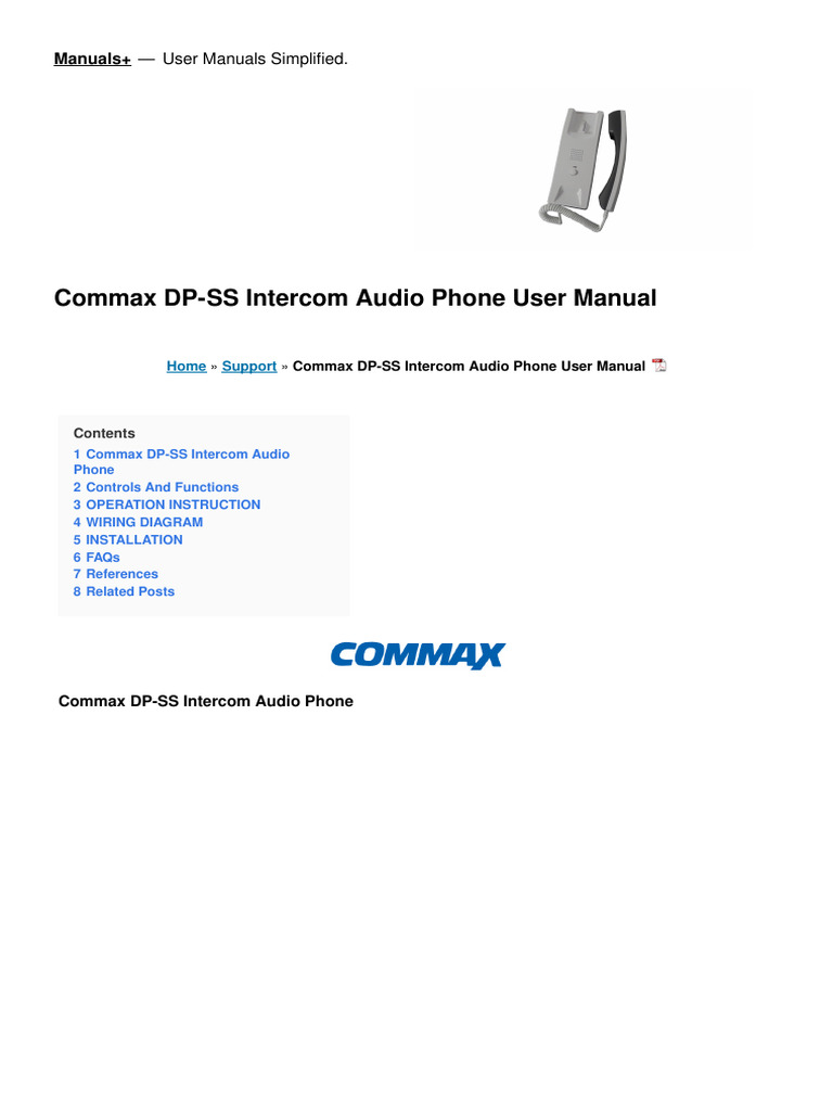 Commax DP Ss Intercom Audio Phone User Manual | PDF | Information And Communications Technology ...