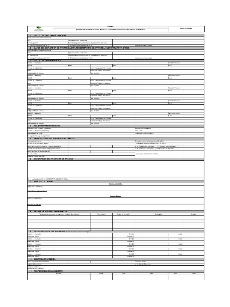 EDPE-ST-F-009B INFORME AMPLIATORIO DE INCIDENTE O ACCIDENTE | PDF ...