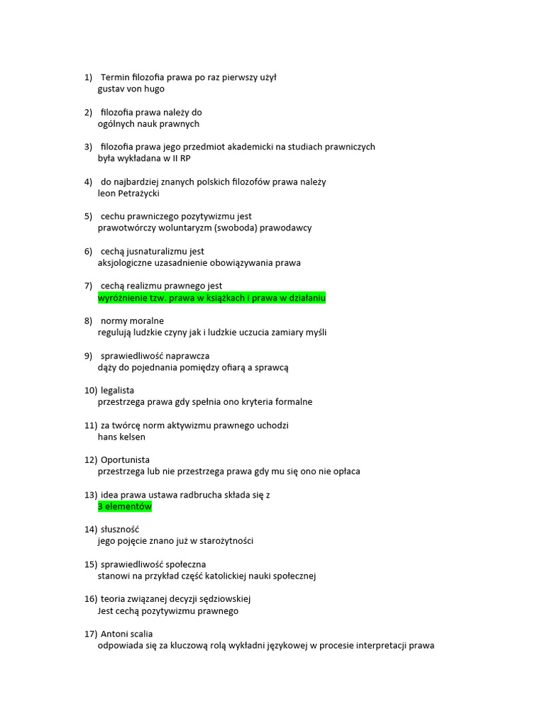 Teoria i Filozofia Prawa Baza Pytan Poprawne Odpowiedzi | PDF Teoria i Filozofia Prawa Baza Pytan Poprawne Odpowiedzi | PDF