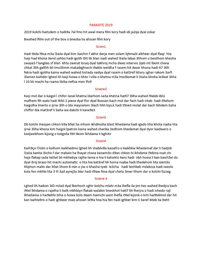 Parasite 2019 | PDF | Foreign Language Studies