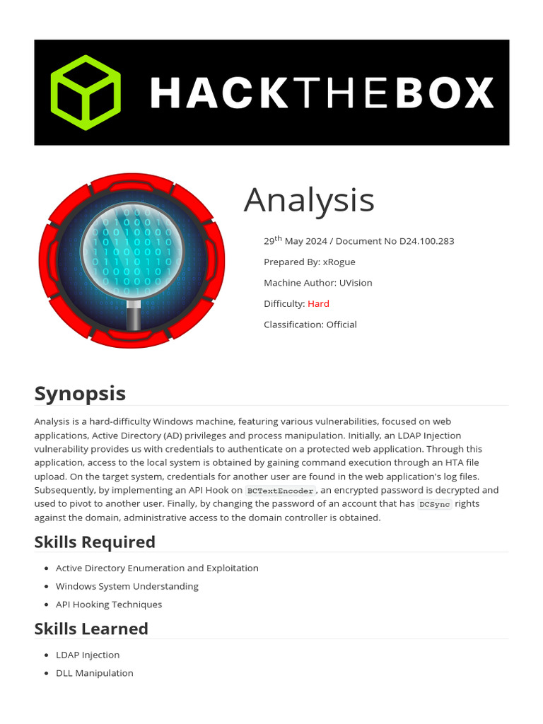 Analysis HTB | Download Free PDF | World Wide Web | Internet & Web