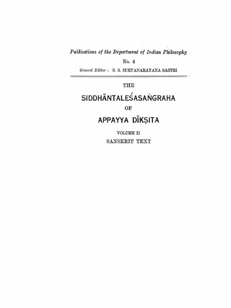 Siddhanta Lesa Sangraha by Appayya Dikshitar | PDF