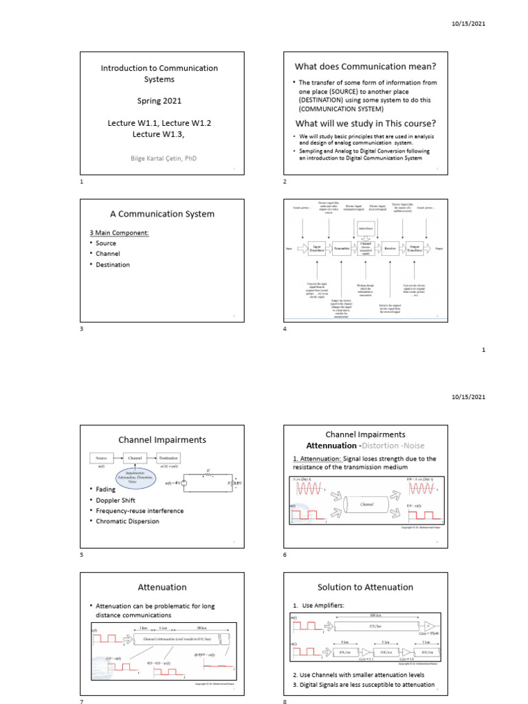 ICS 2021 Lecture 1 Slides | PDF | Sampling (Signal Processing) | Distortion