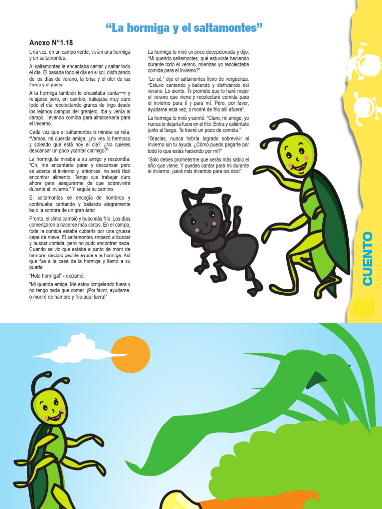 Anexo 1.18 Cuento La Hormiga y El Saltamontes | PDF | Arte