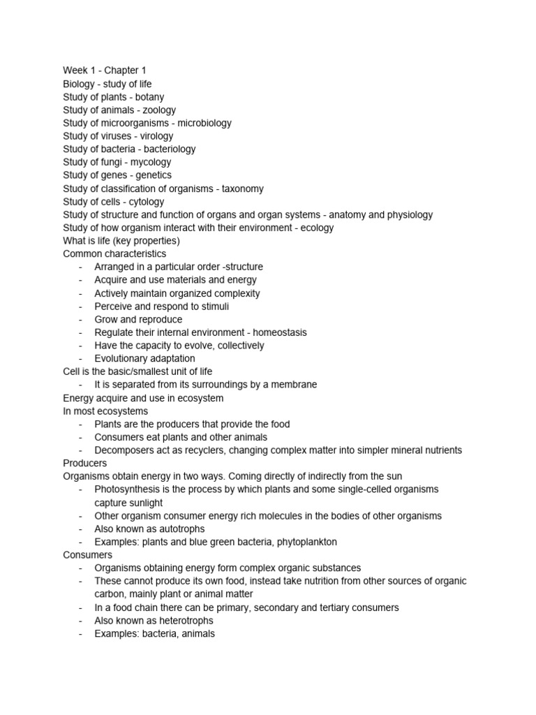 Bio Notes | PDF | Cell (Biology) | Life