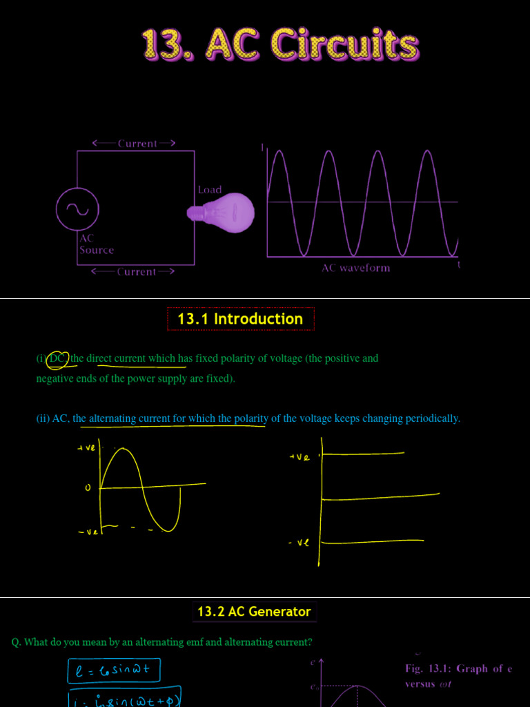 AC Circuits One Shot | PDF | Electrical Impedance | Inductor