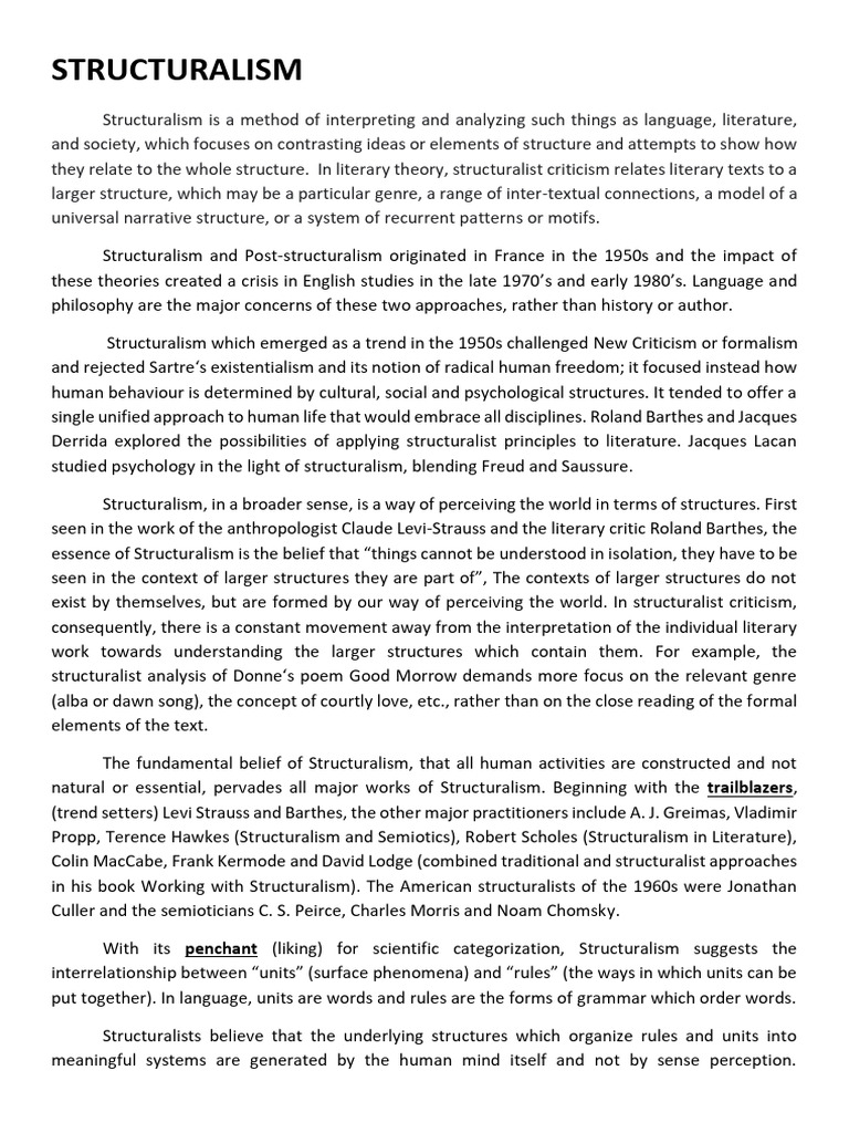 STRUCTURALISM | PDF | Semiotics | Linguistics