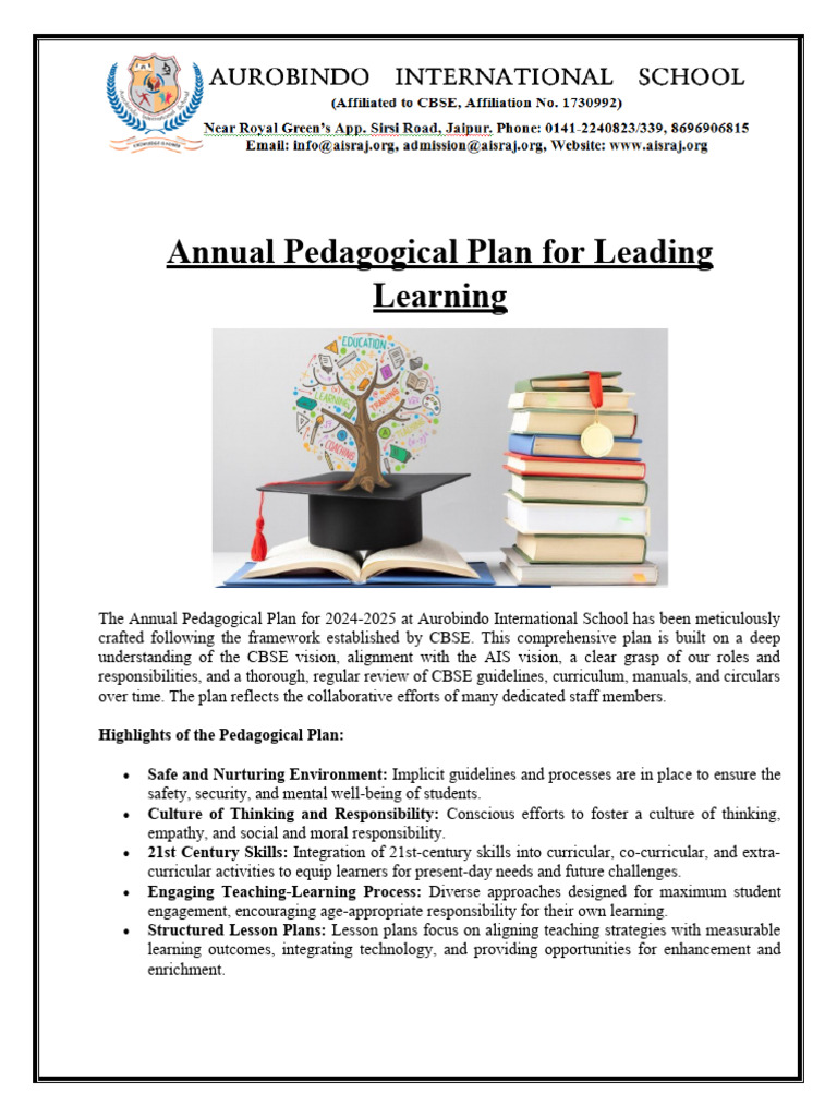 AIS_Annual Pedagogical Plan for Leading Learning | Download Free PDF ...