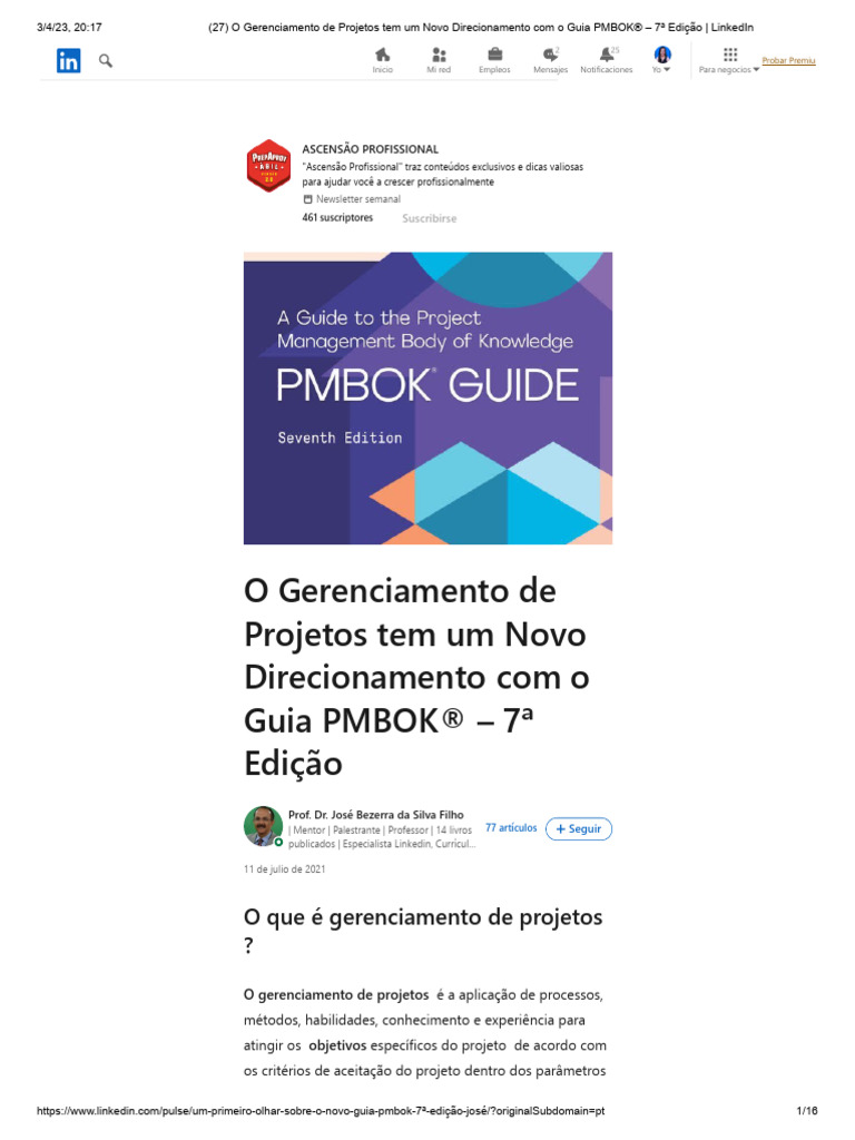 O Gerenciamento de Projetos Tem Um Novo Direcionamento Com o Guia PMBOK ...