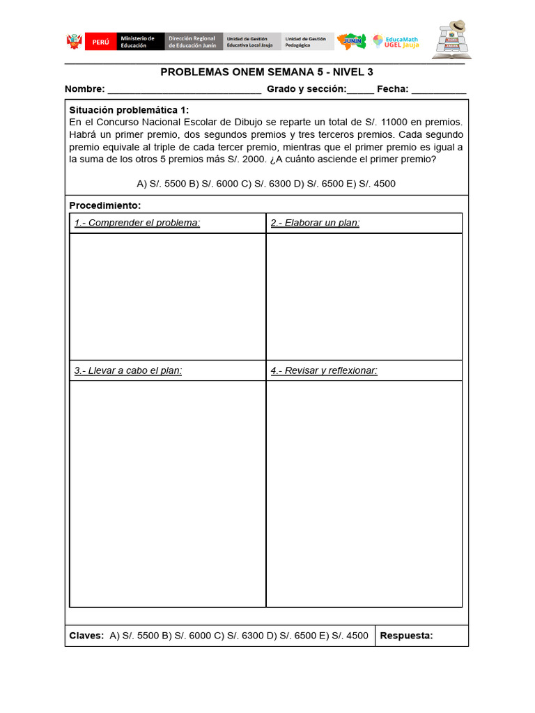 Problemas Onem Semana 5-Nivel 3 | PDF