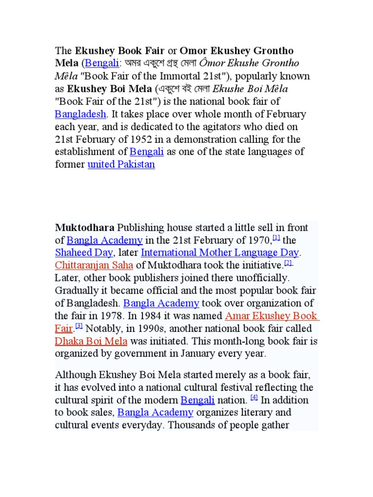 The Ekushey Book Fair or Omor Ekushey Grontho Mela | PDF | Bangladesh ...