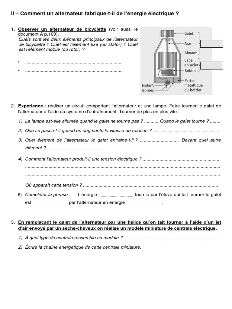Fonctionnement d'un alternateur de vélo | PDF | Électromagnétisme ...