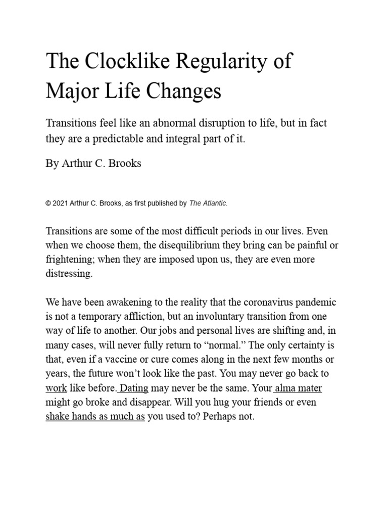 The Clocklike Regularity of Major Life Changes | PDF | Creativity ...