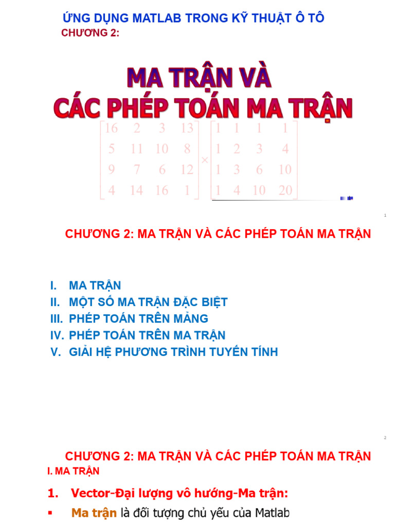 C2 - Ma Tran Va Cac Phep Toan Ma Tran | PDF