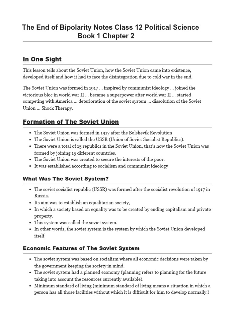 Class 12 Chapter 2 Political Science Book 1 Notes English Medium | PDF ...