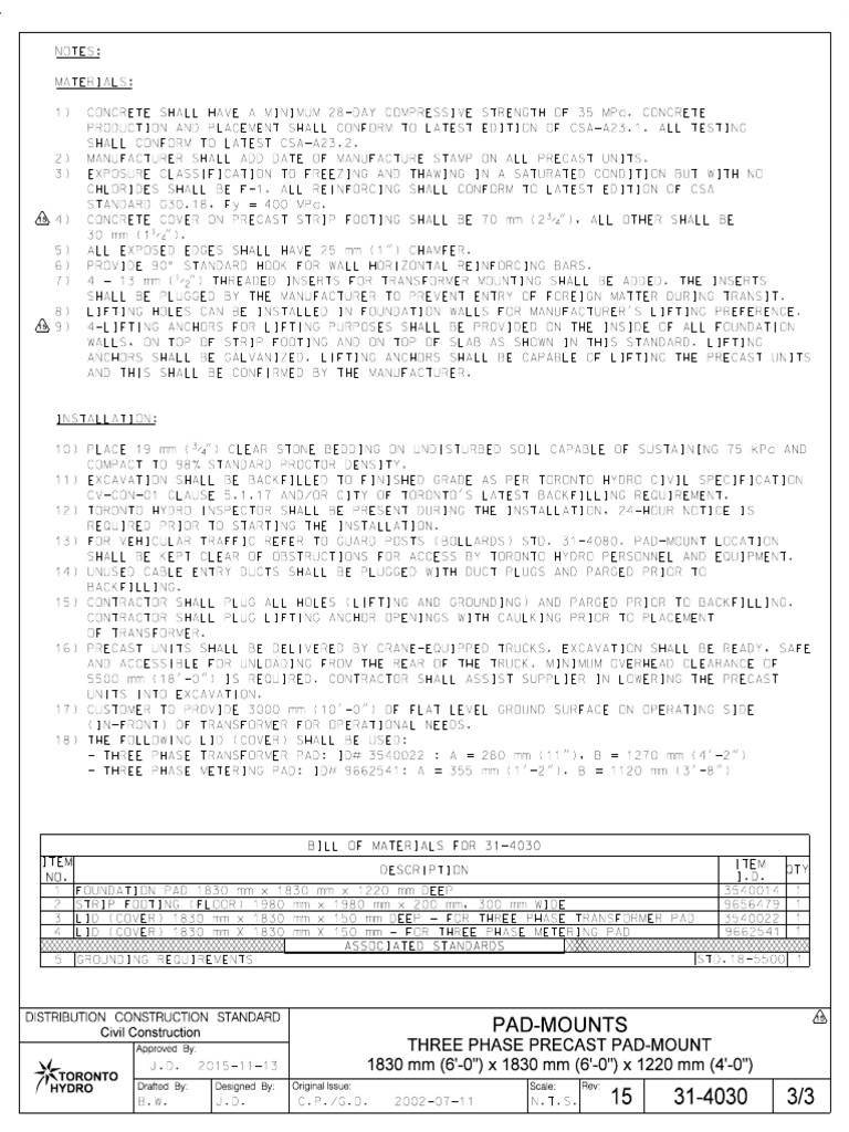 31-4030 Pad TX | PDF | Concrete | Precast Concrete