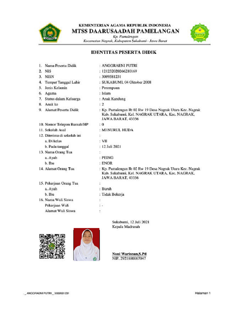 biodata raport | PDF
