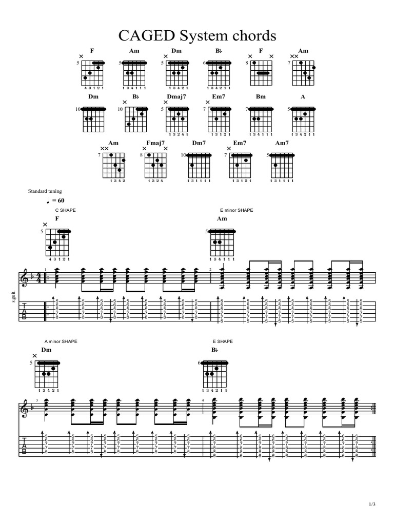 CAGED System chords | PDF | Elements Of Music | Music Theory