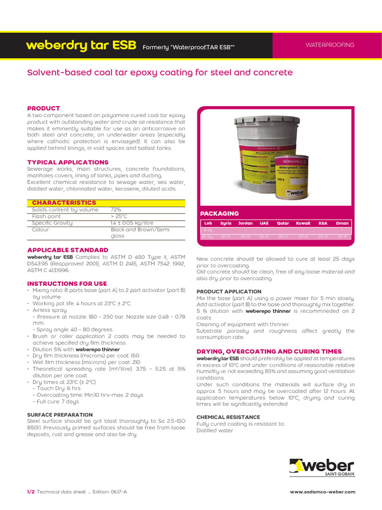 Weberdry Tar ESB 01 | PDF | Concrete | Water