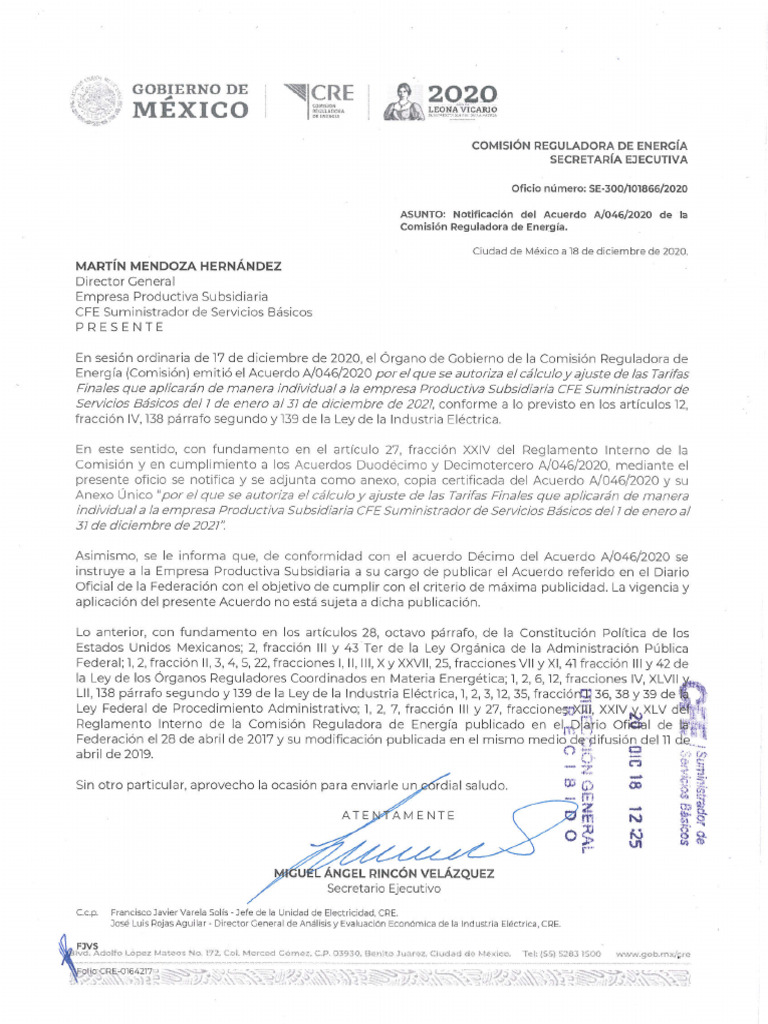 OficioCRE-SE-300-101866-2020-Acuerdo-A-046-2020-TFSB-2021 ...