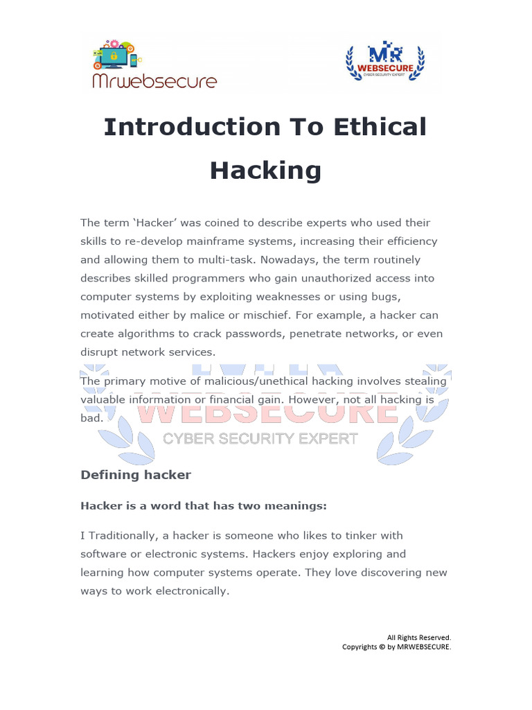 Introducton -1 | PDF | Security Hacker | White Hat (Computer Security)